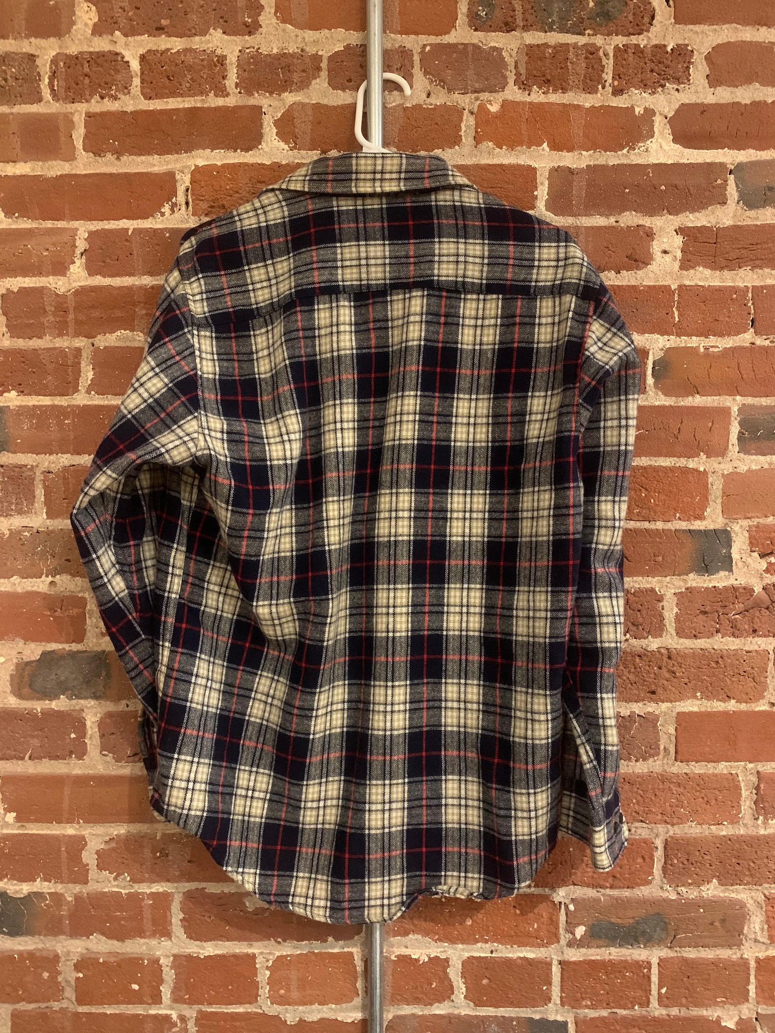 Vintage sears & Roebuck Blue Flannel Shirt Button Down Oxford Red Beige ...