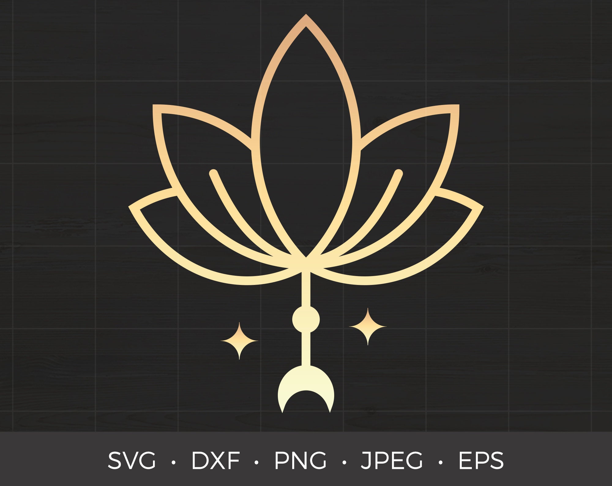 Lotus Moon Jewel SVG: Lunar Gradient Cutting File (digital Download) - Etsy