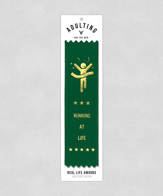 WINNING AT LIFE Adulting Award Ribbon Gold Foil Stamped | Etsy
