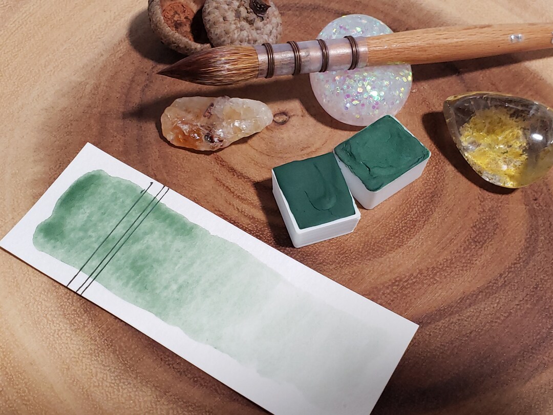 DETASH Handmade Watercolor Paint Cyprus Green Half Pan Professional ...