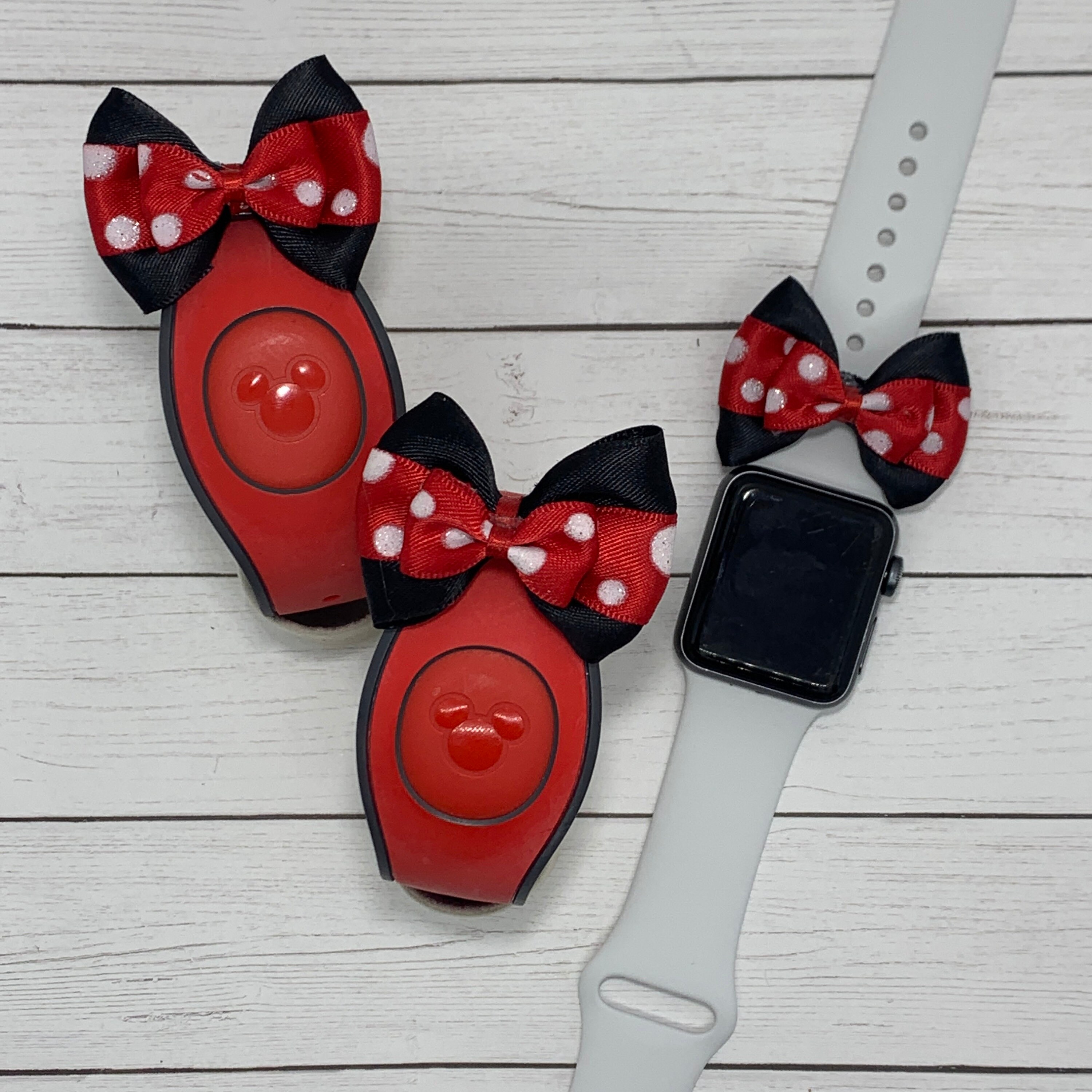 2 Red Minnie Mouse Magic Band Bow / Mini Bow - Etsy