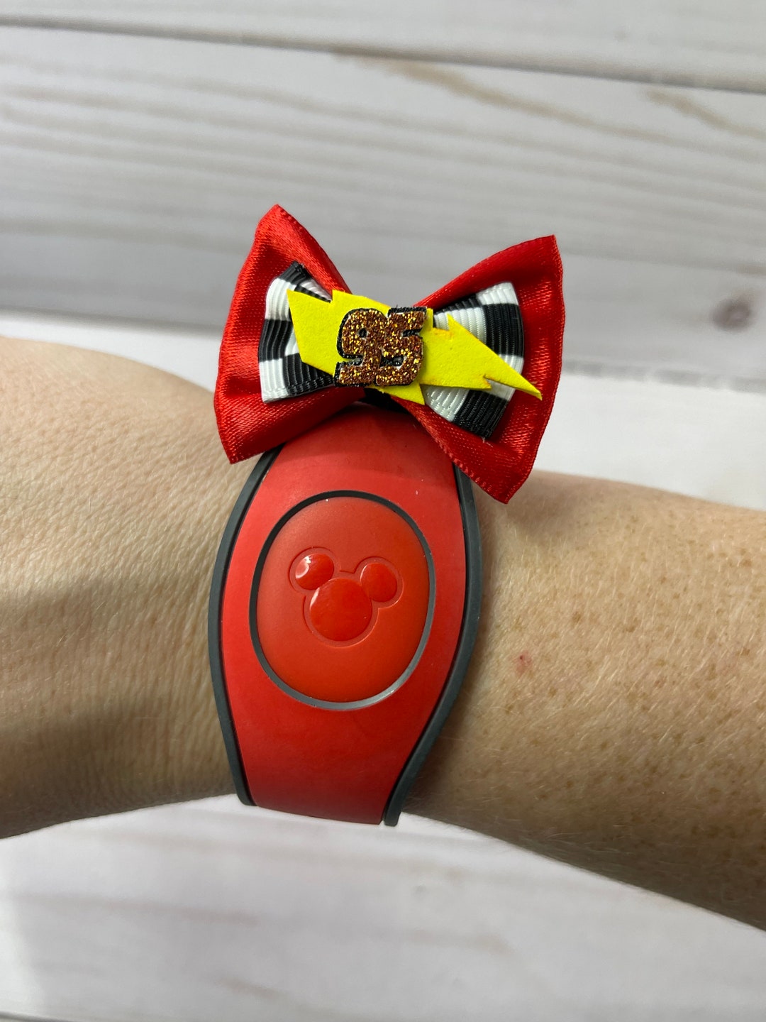 2" LMQ Lightning Mcqueen Inspired Magic Band Bow / Pixar Cars Magic ...
