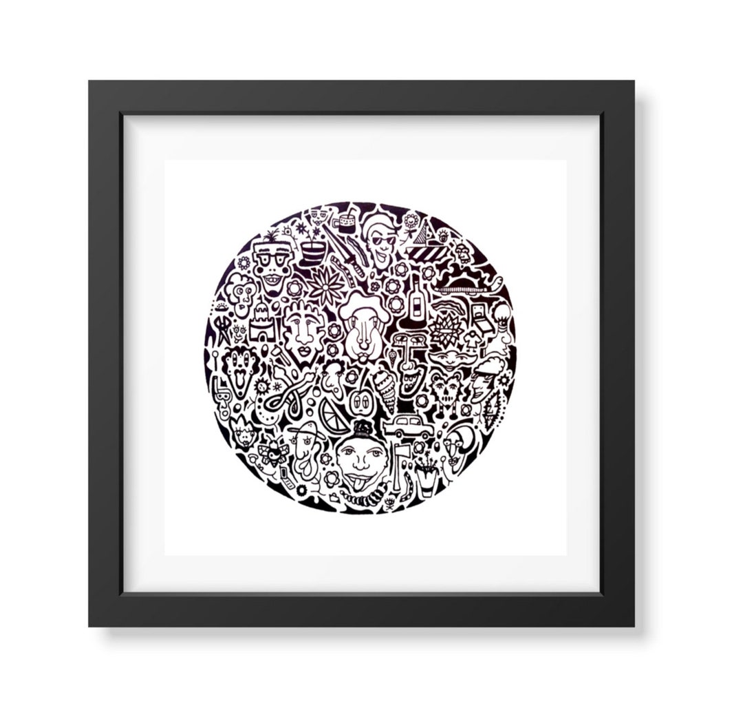 Circle Doodle Art Print Doodle Art - Etsy