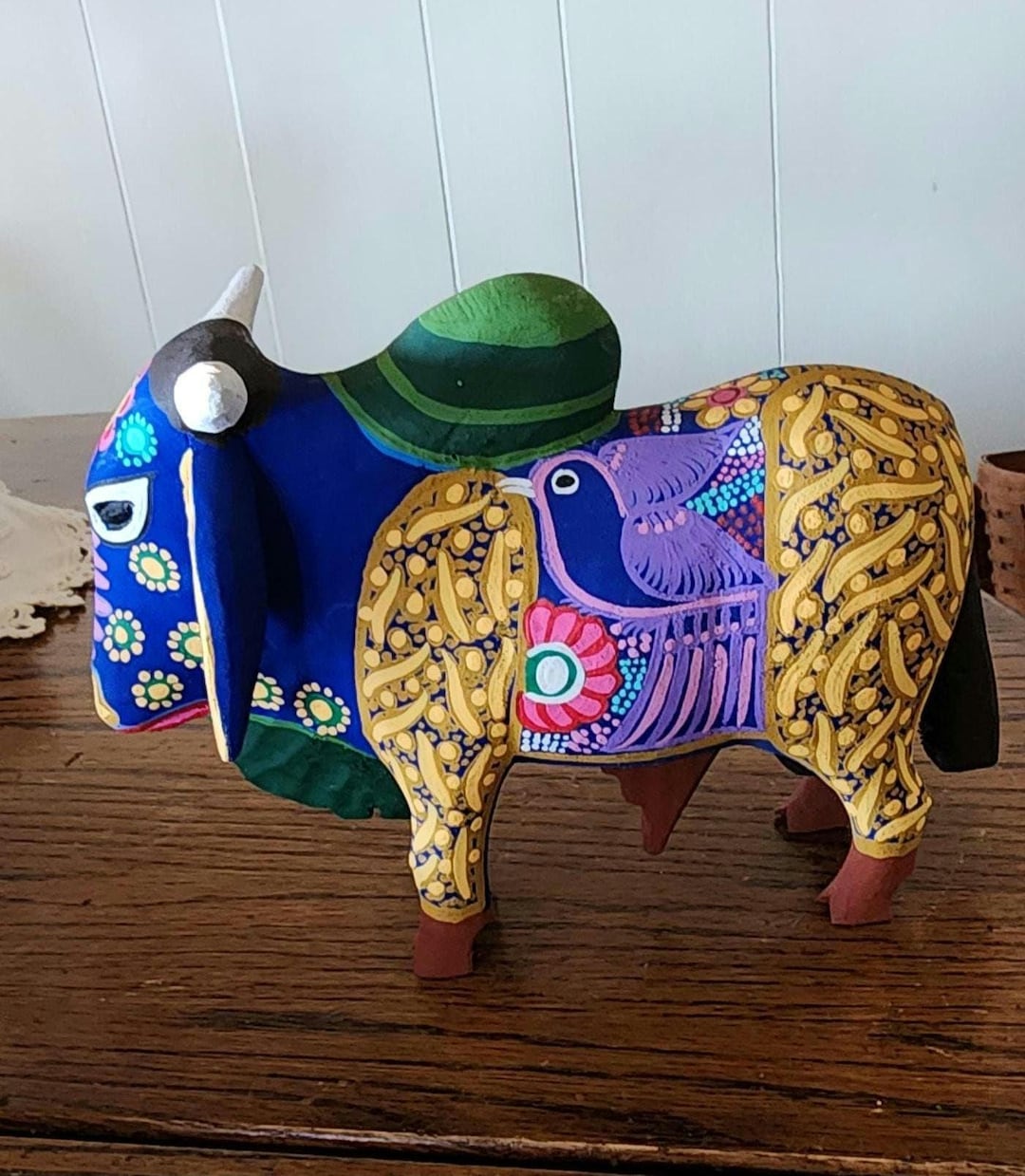 Mexican Folk Art Bull Handpainted and Wood Hand Carved. - Etsy