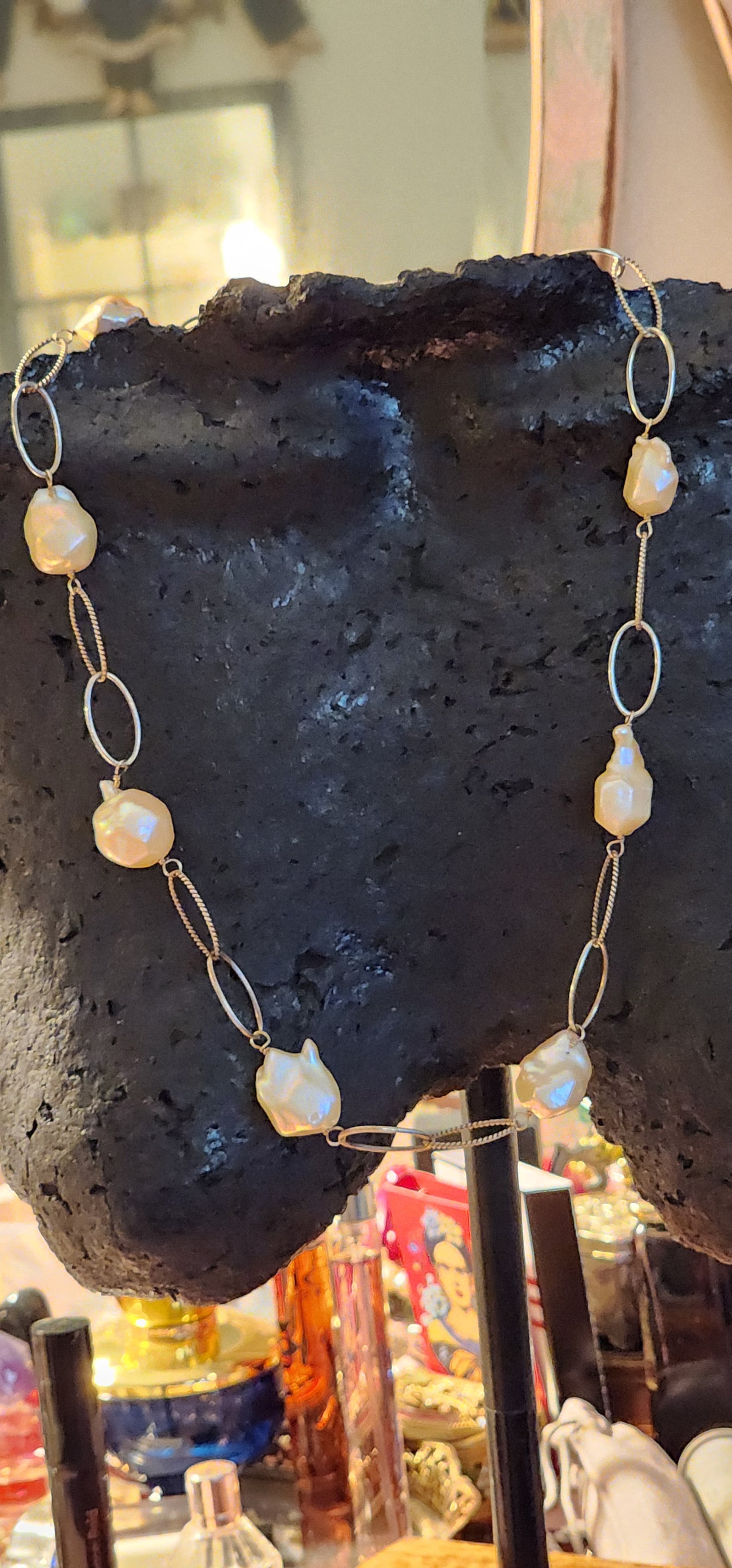 Vintage Lucas Lameth Sterling Silver Baroque Pearl Necklace - Etsy