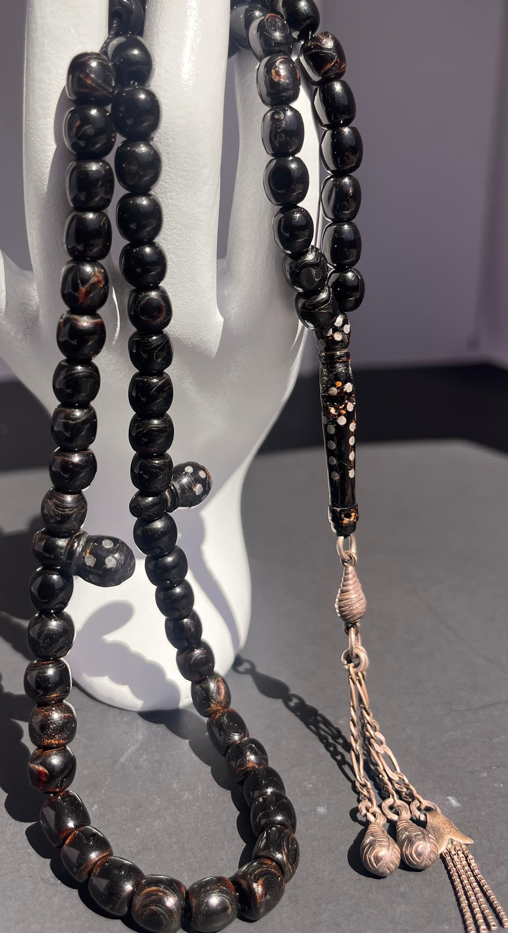 Rare Antique Natural Untreated Saudi Arabia Black Coral Prayer Beads ...