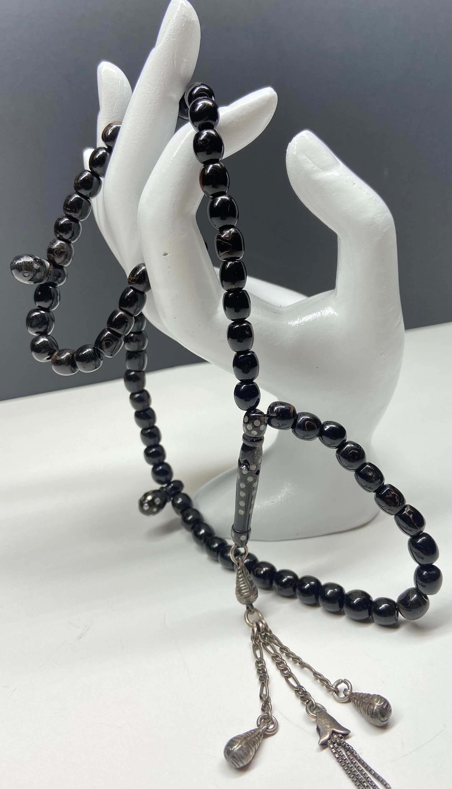 Rare Antique Natural Untreated Saudi Arabia Black Coral Prayer Beads ...