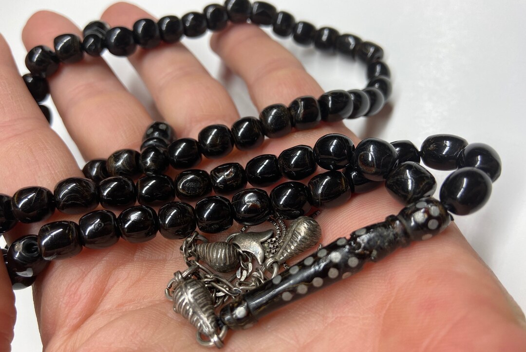 Rare Antique Natural Untreated Saudi Arabia Black Coral Prayer Beads ...