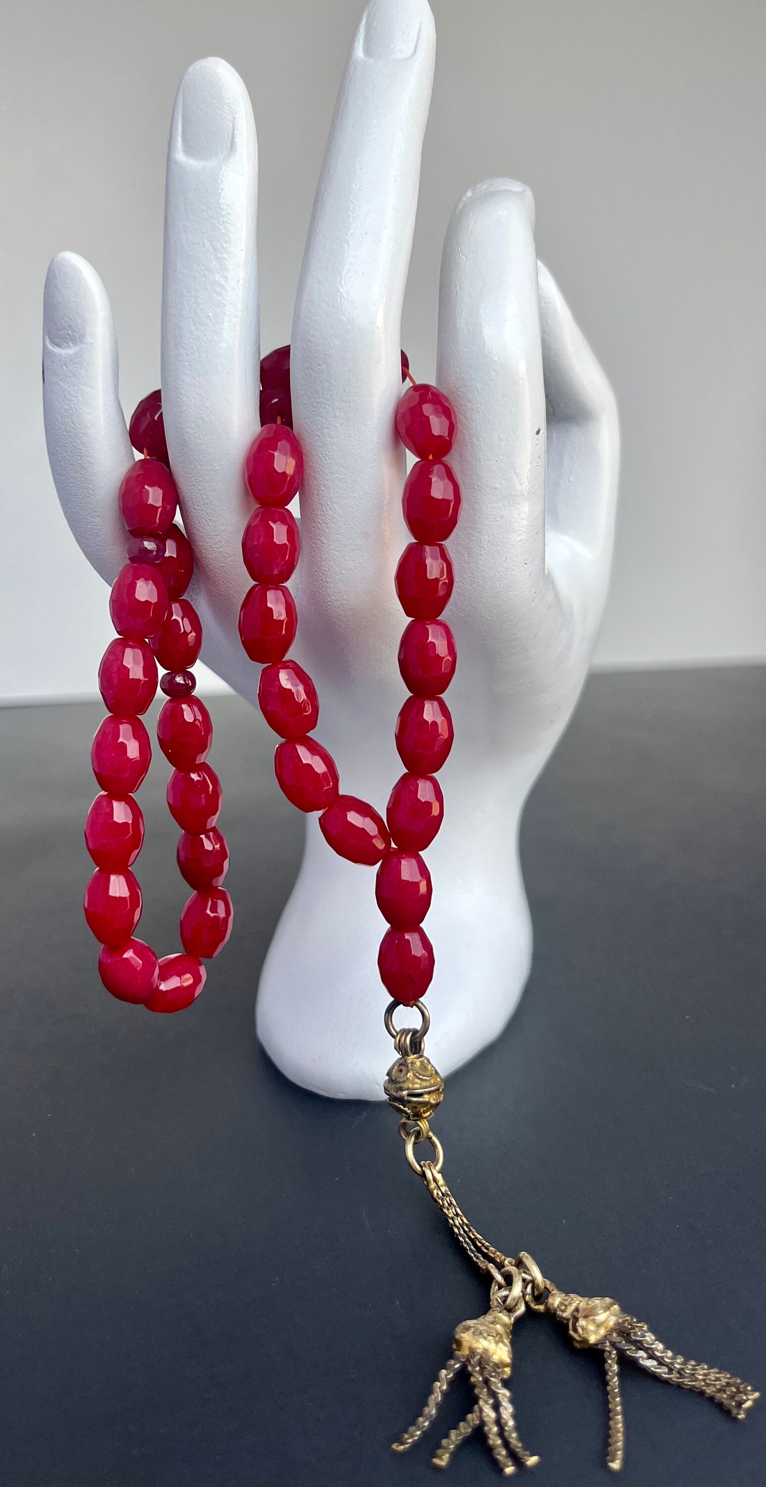 Antique Natural Red Ruby Prayer Beads, Rosary Beads Collectors Item - Etsy