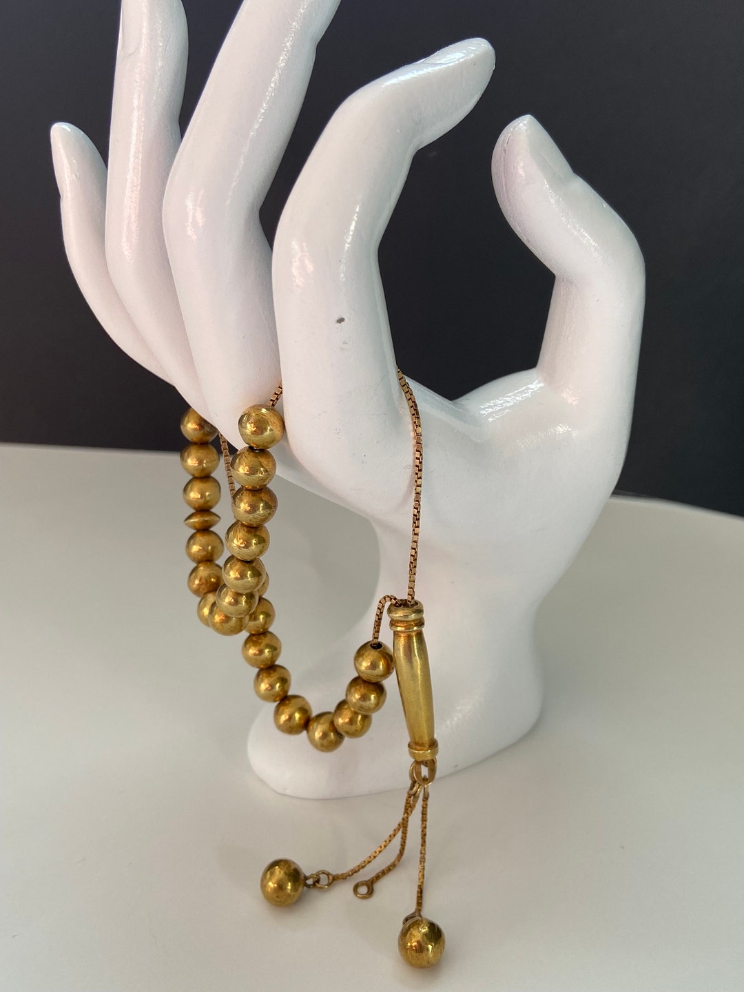Exquisite 24 Karat Gold Antique Prayer Bead With 24 Karat Gold Tassel ...