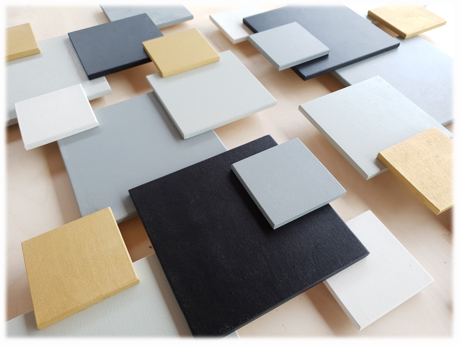 Geometric 3d Wall Art With Squares in Gray Black White and - Etsy