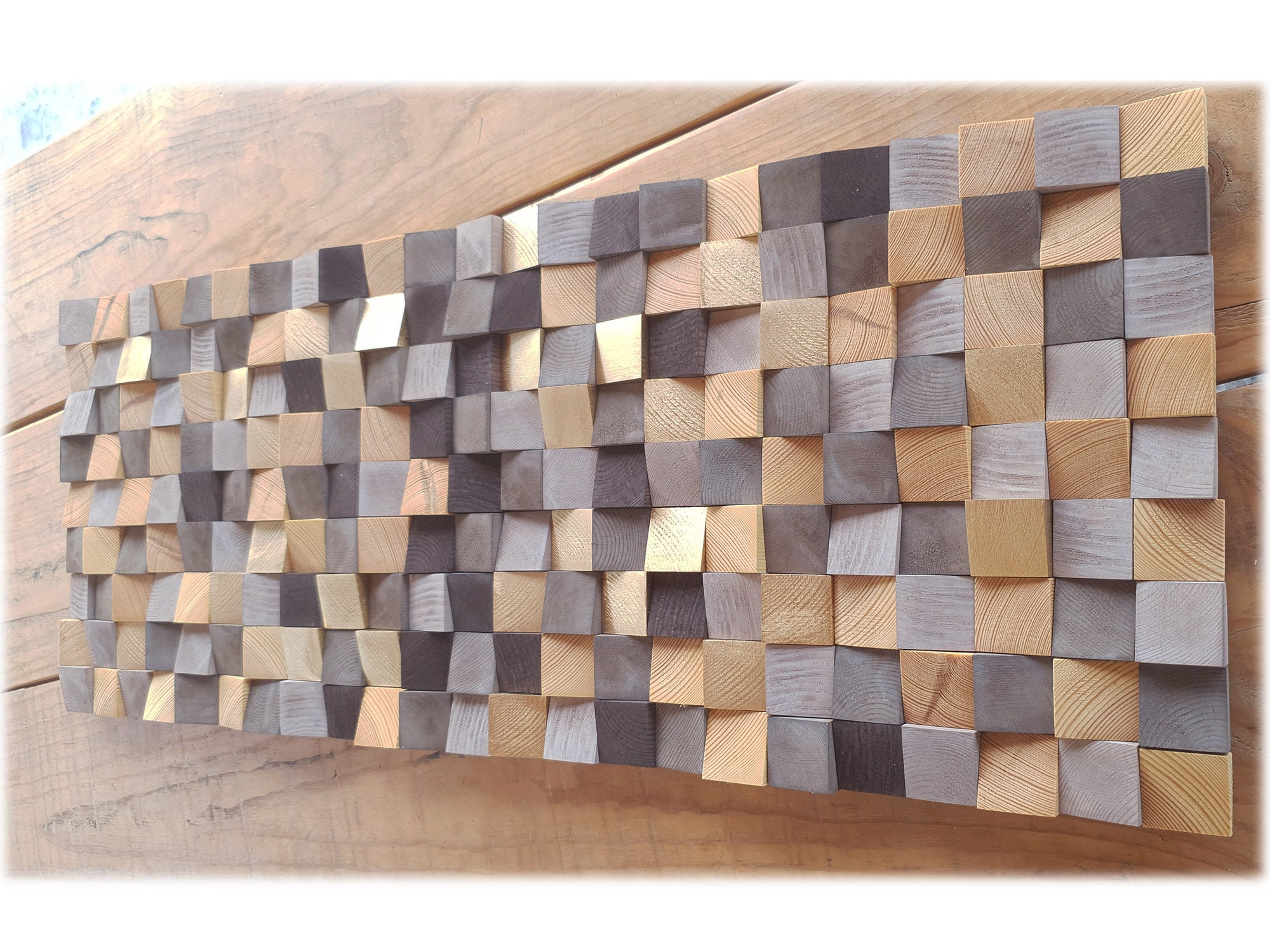 3d Block Wood Wall Art Abstract Wooden Wall Decor for Modern | Etsy