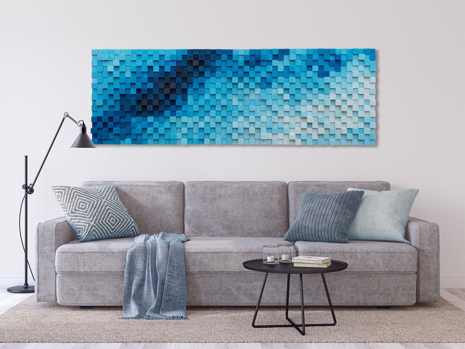 Wall Decor in Shades of Blue Large Wood Wall Hanging for - Etsy