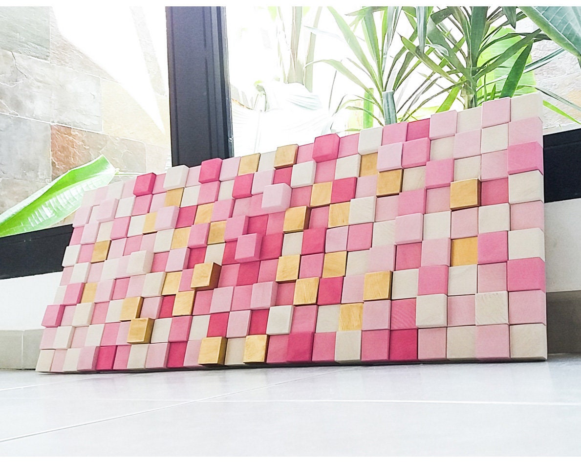 Pink Wall Art Wood for Rustic Wall Decor in Pink Shadows Wall - Etsy
