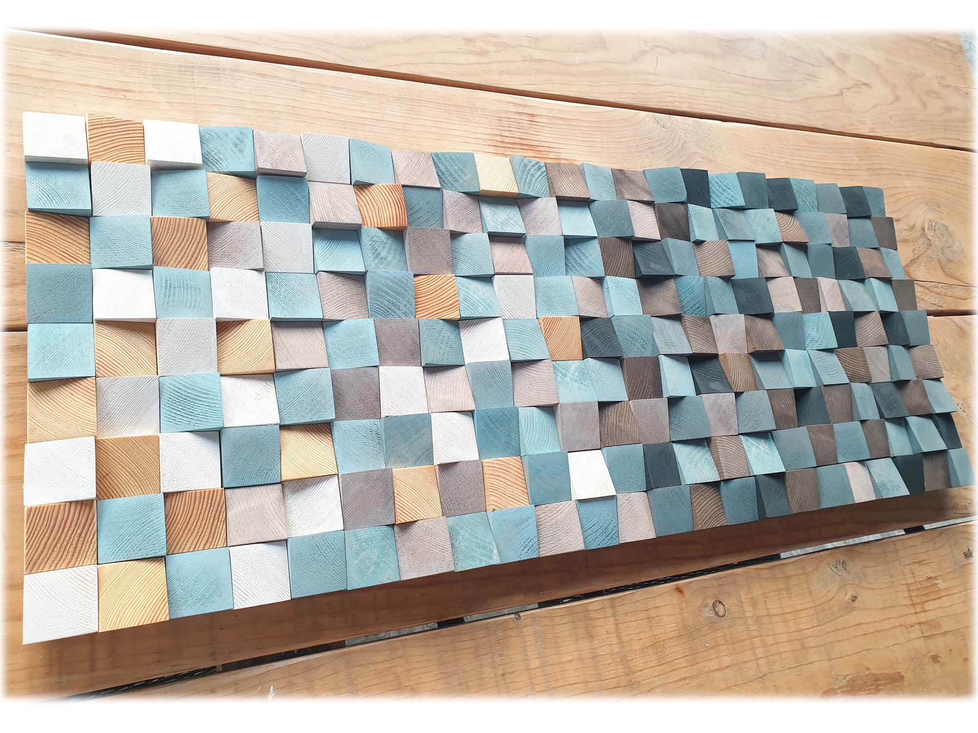 Blue and Toasted Wood Wall Art for Scandinavian Decor Modern - Etsy