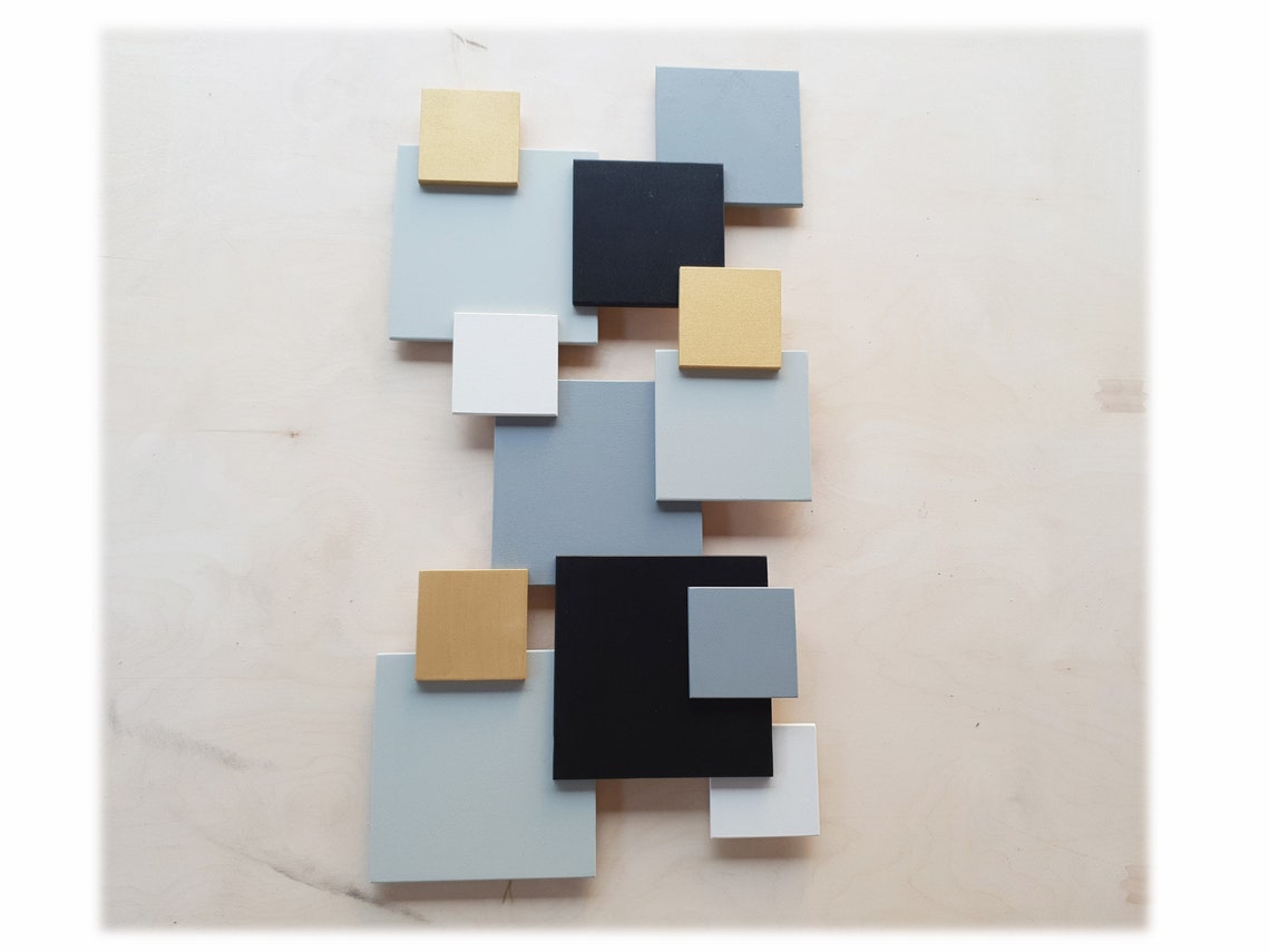 Geometric 3d Wall Art With Squares in Gray Black White and - Etsy