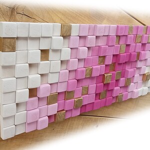 Pink Wall Art for Bedroom Wall Decor, Candy Colors Wooden Wall Art ...