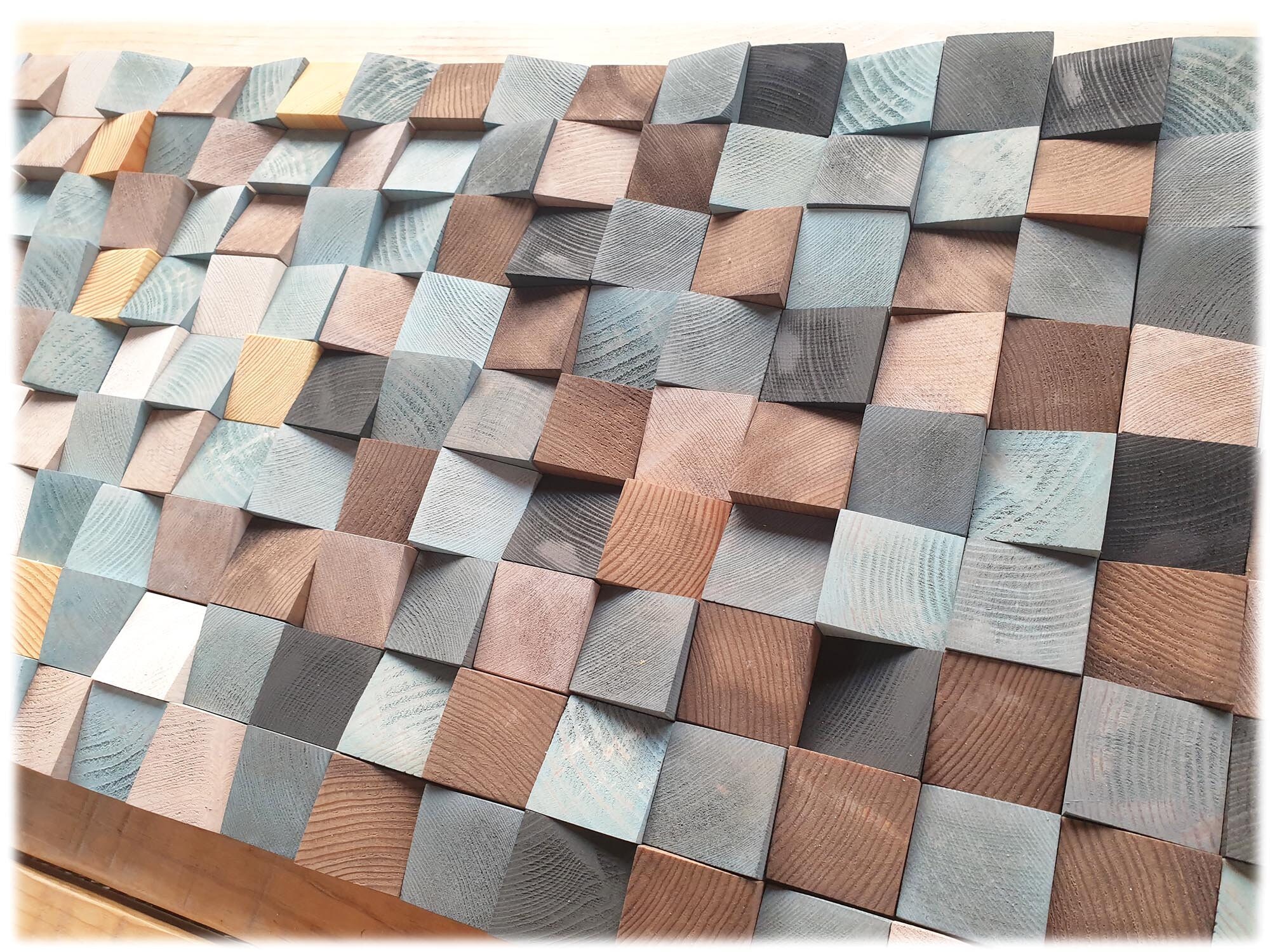 Blue and Toasted Wood Wall Art for Scandinavian Decor Modern - Etsy