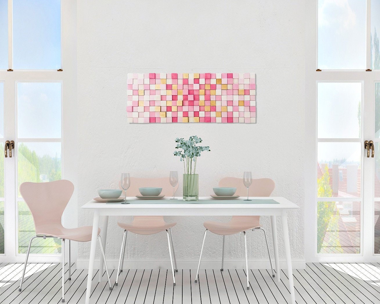 Pink Wall Art Wood for Rustic Wall Decor in Pink Shadows Wall - Etsy