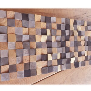 3d Block Wood Wall Art, Abstract Wooden Wall Decor for Modern House ...