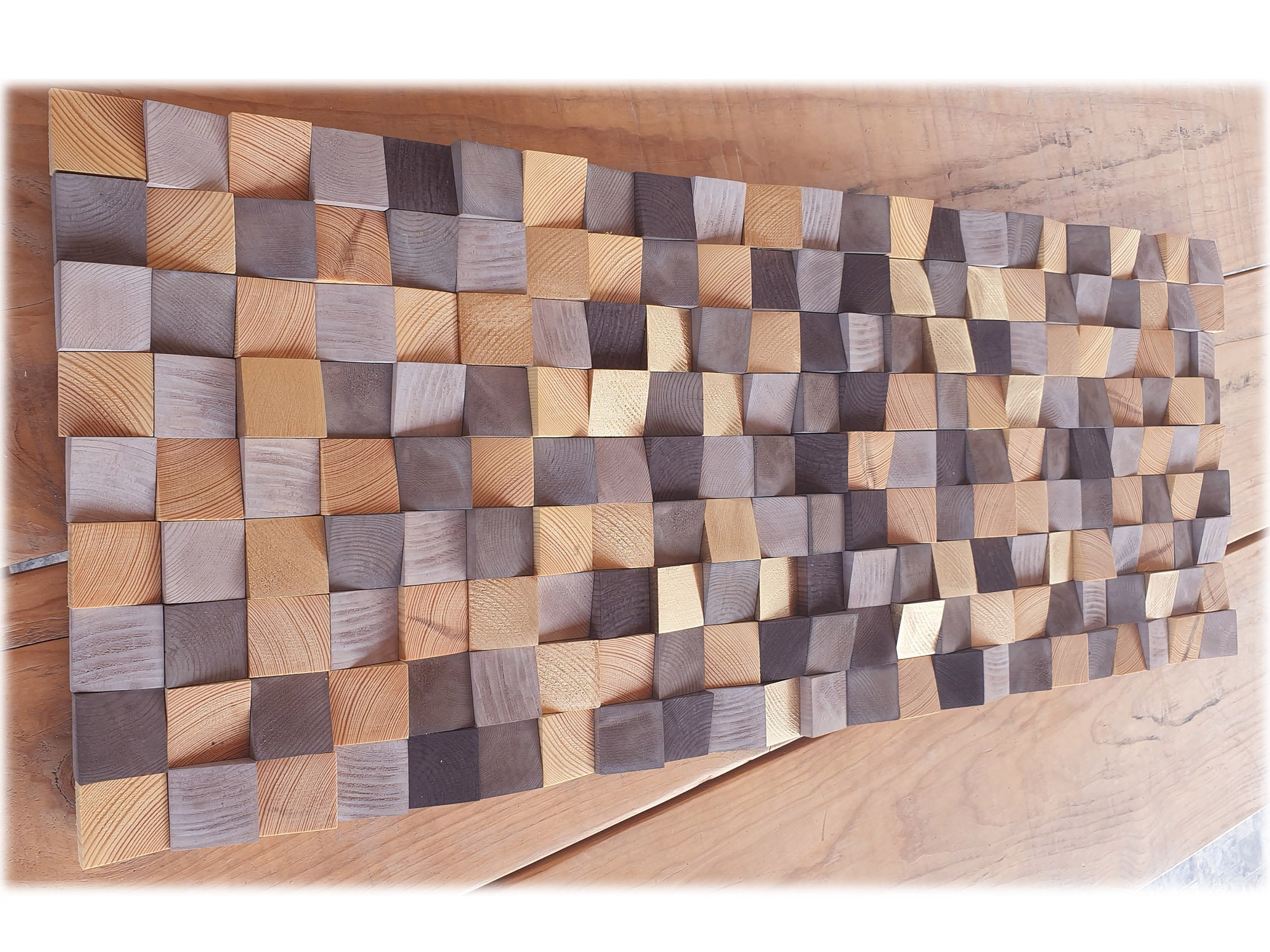 3d Block Wood Wall Art Abstract Wooden Wall Decor for Modern | Etsy