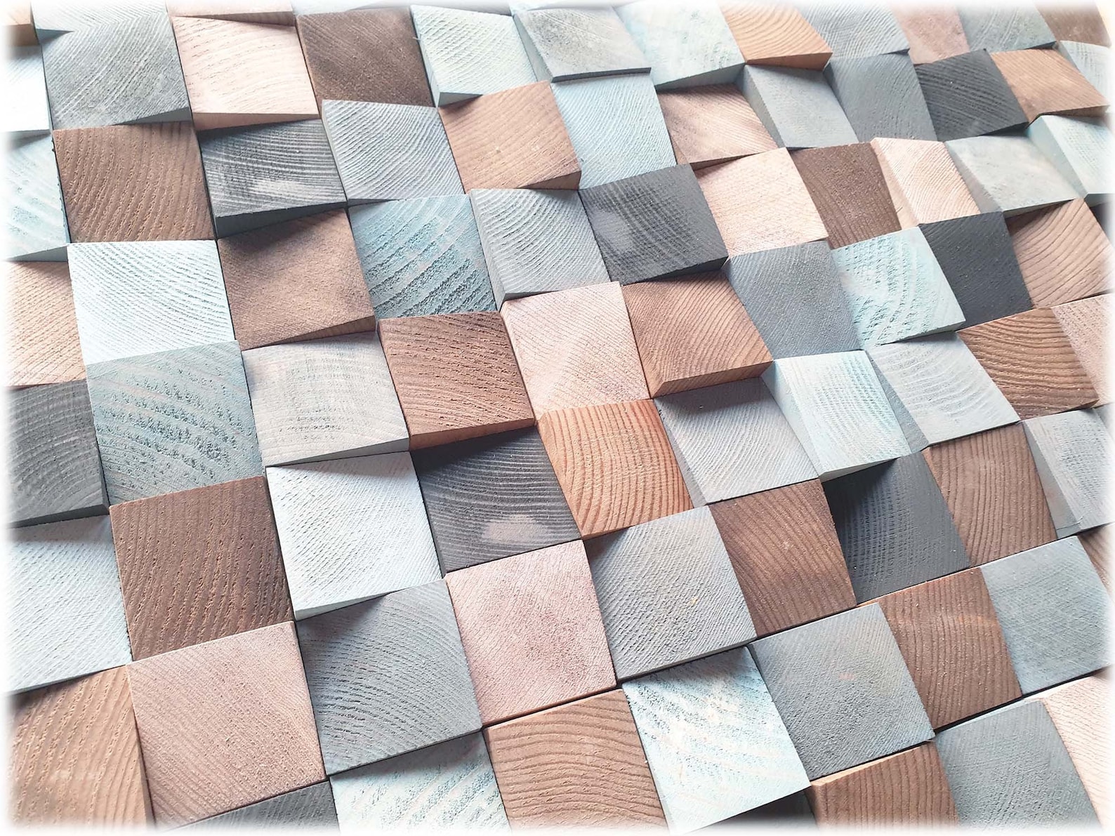 Blue and Toasted Wood Wall Art for Scandinavian Decor Modern - Etsy