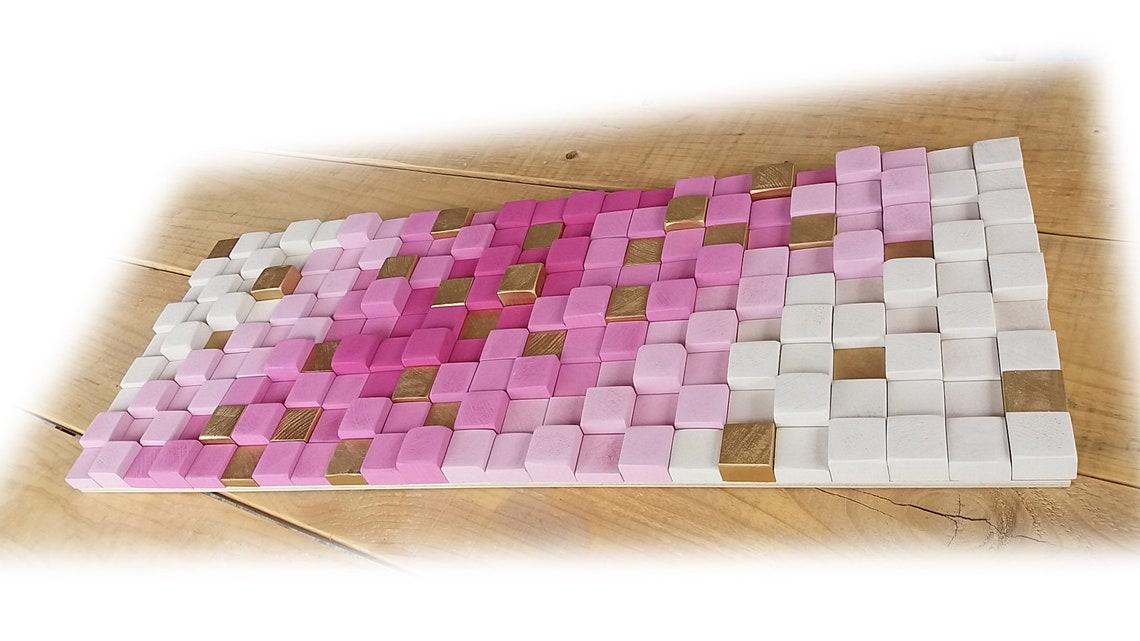 Pink Wall Art for Bedroom Wall Decor Candy Colors Wooden Wall | Etsy
