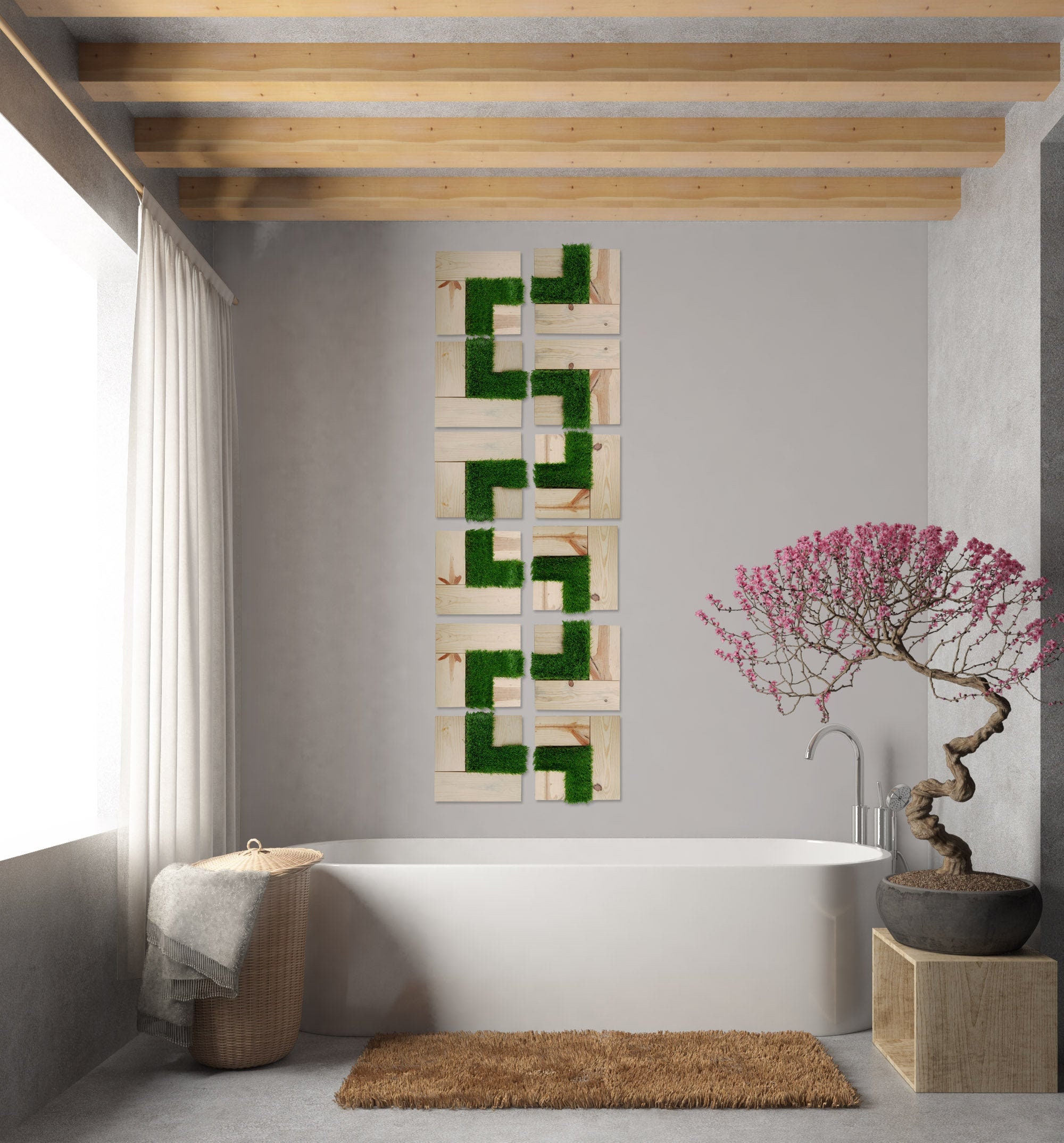 Vertical garden wall decor wood wall sculpture geometric 3d | Etsy