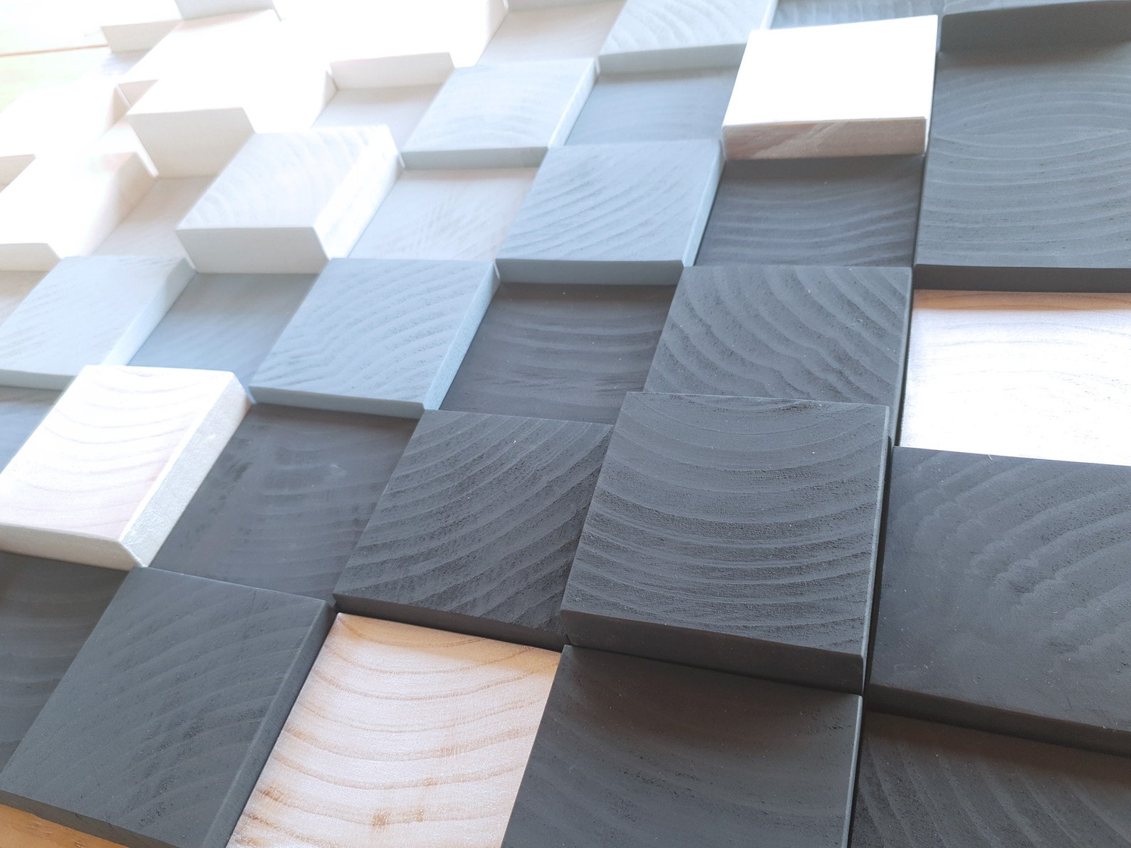 Modern Wood Wall Art With Big Cubes, Wooden Wall Art Geometric for Wall ...