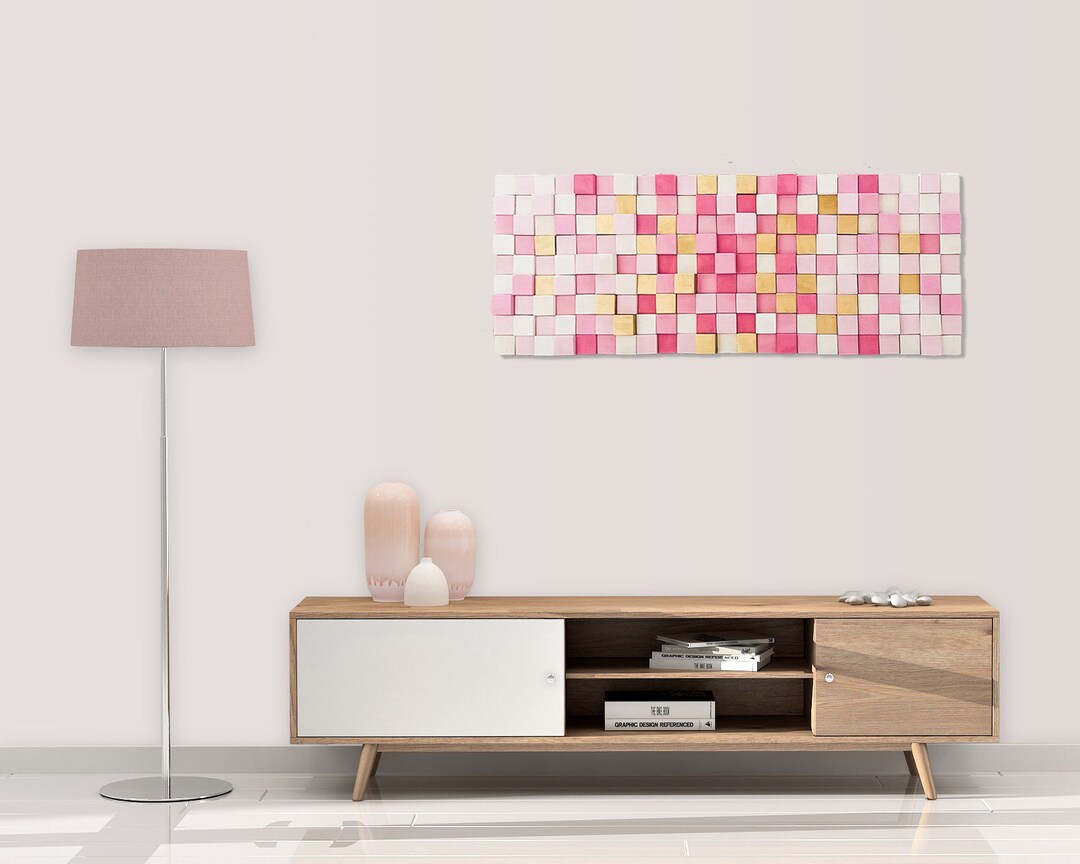 Pink Wall Art Wood for Rustic Wall Decor in Pink Shadows, Wall Decor - Etsy