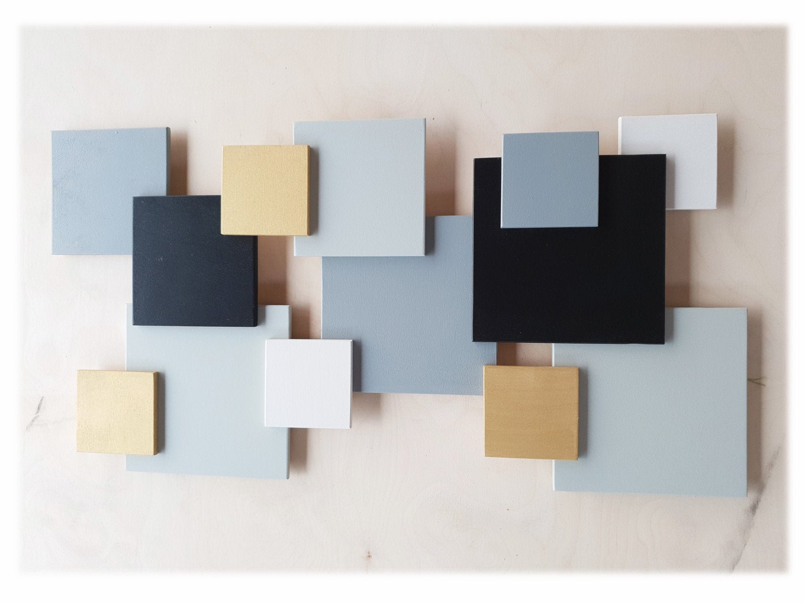 Geometric 3d Wall Art With Squares in Gray Black White and - Etsy