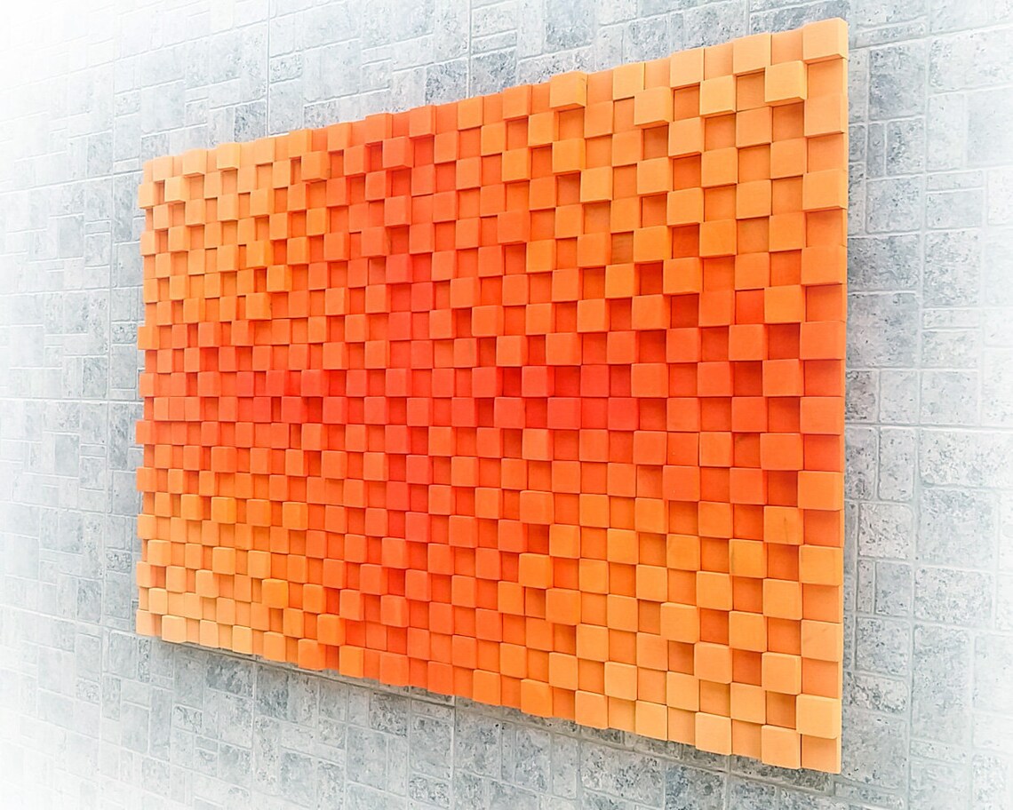 Large 3D Wall Decor in Shades of Burnt Orange Modern Wall - Etsy
