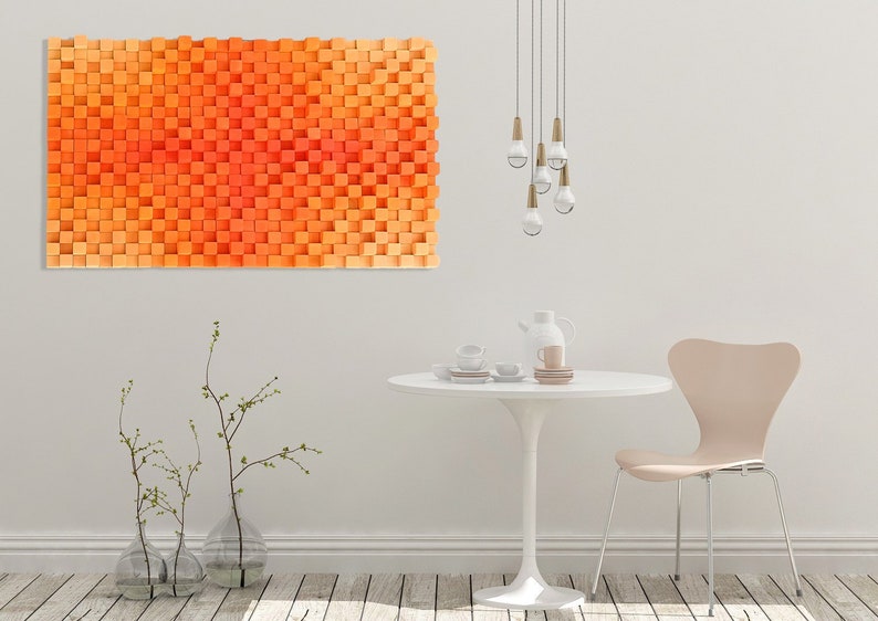 Large 3D Wall Decor in Shades of Burnt Orange Modern Wall - Etsy