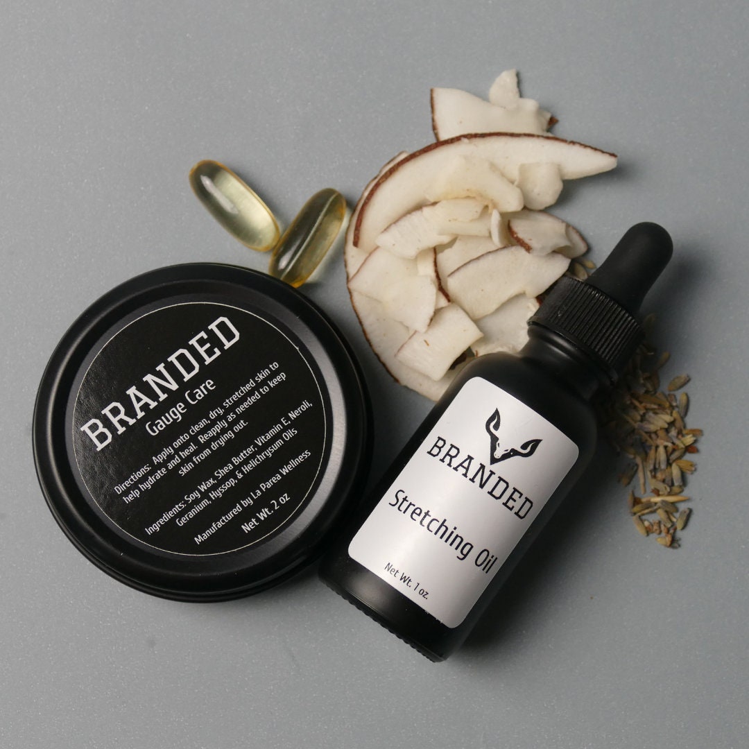 Gauge Balm and Stretching Oil, Hydrating Aftercare Set, Organic Healing ...