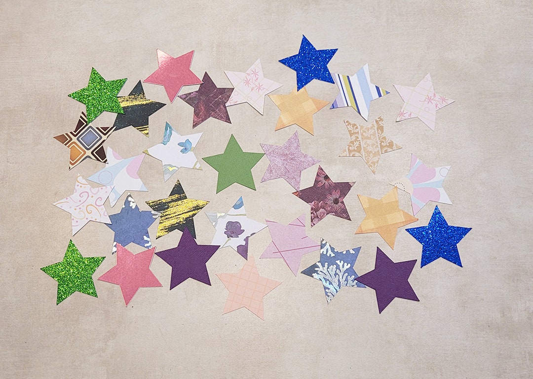30 Paper Stars / Paper Cut Outs / Star Die Cuts / Assorted Paper Stars ...