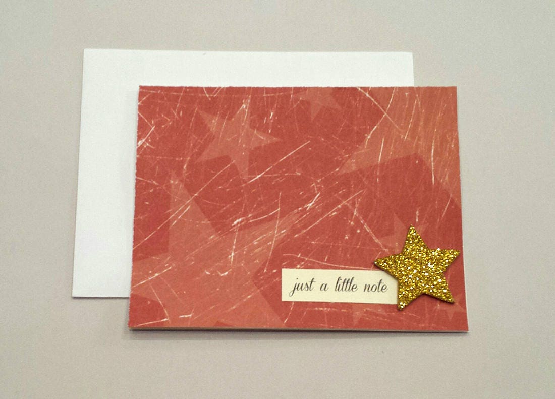 4 Red Stars Card Set / Gold Glitter / Stationery Set / Just a Little ...