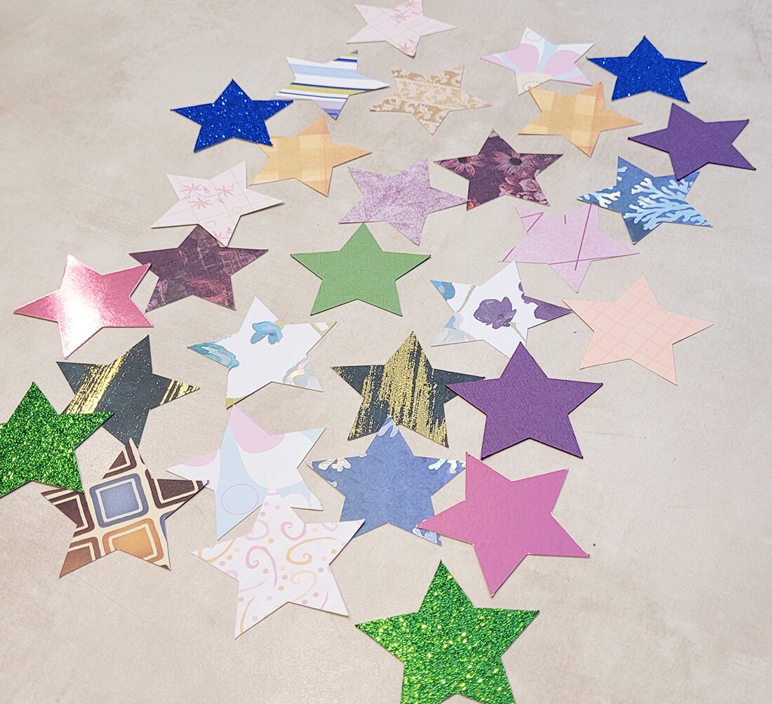 30 Paper Stars / Paper Cut Outs / Star Die Cuts / Assorted Paper Stars ...