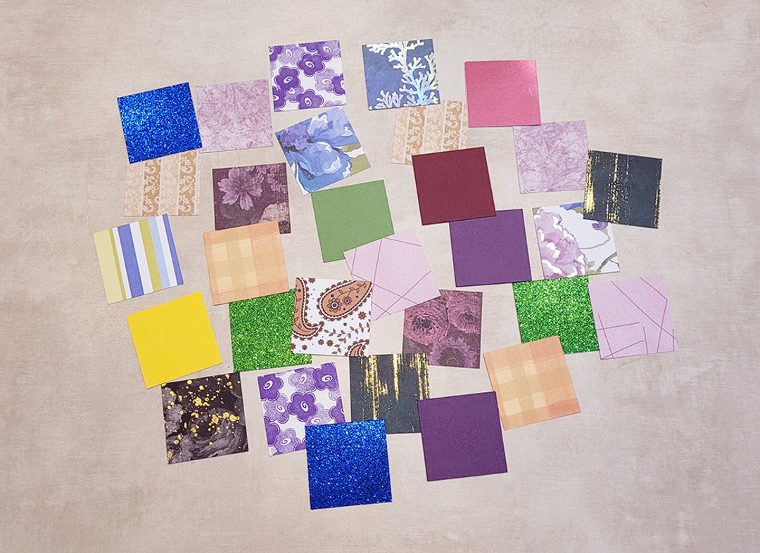 90 Paper Squares/ Paper Cut Outs / Square Die Cuts / Assorted Paper ...
