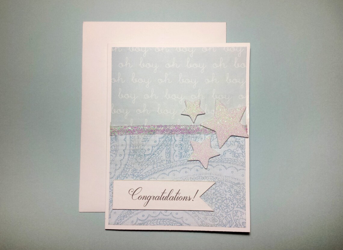 Handmade New Baby Boy Card / Congratulations / Blue / for Baby Boy ...