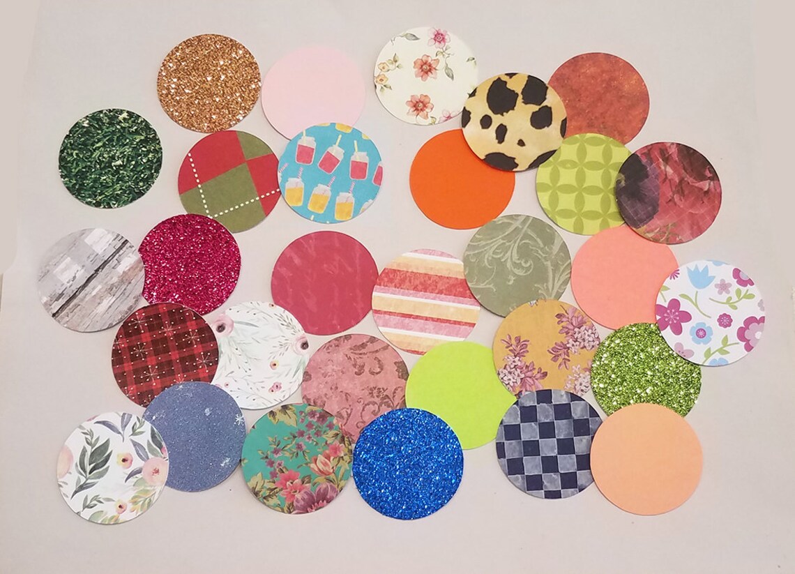 30 Paper Circles / Paper Cut Outs / Circle Die Cuts / Assorted Paper ...