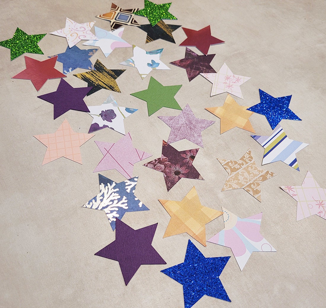 30 Paper Stars / Paper Cut Outs / Star Die Cuts / Assorted Paper Stars ...