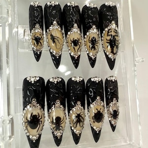 Encapsulated Bugs in Gothic Styled Press-on Nails - Etsy