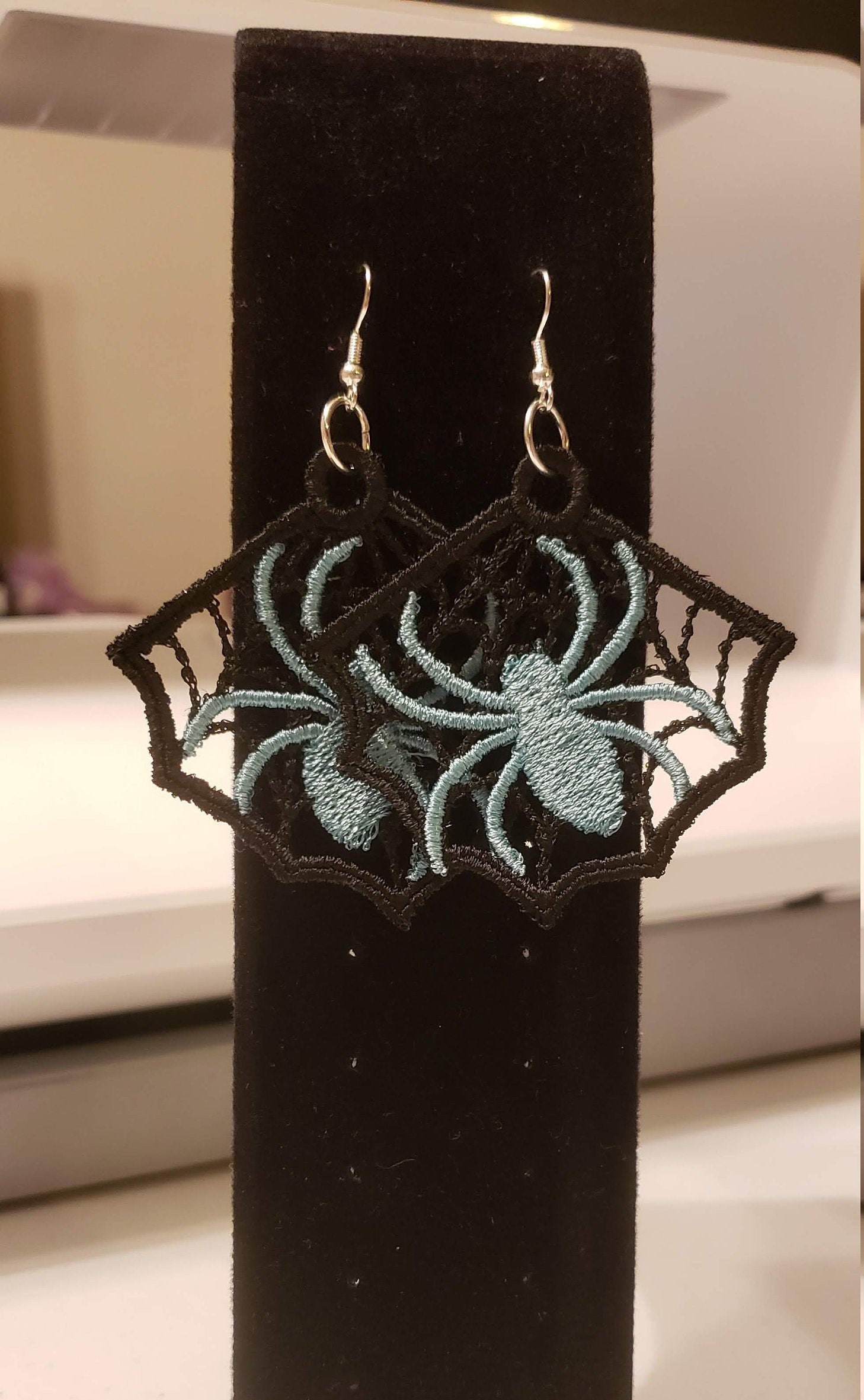 Spider and Web Free Standing Lace Earrings | Etsy