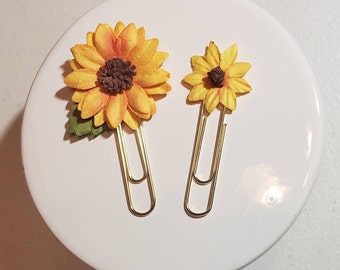Sunflower Paper Clip-sunflower Planner Clip-planner Accessory Sunflower ...
