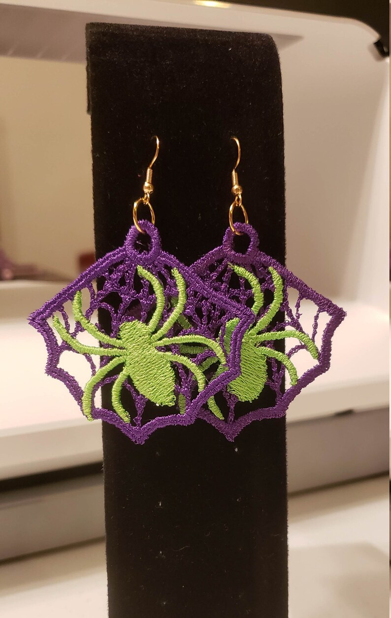 Spider and Web Free Standing Lace Earrings - Etsy
