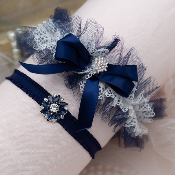 Dark Blue Garter - Etsy