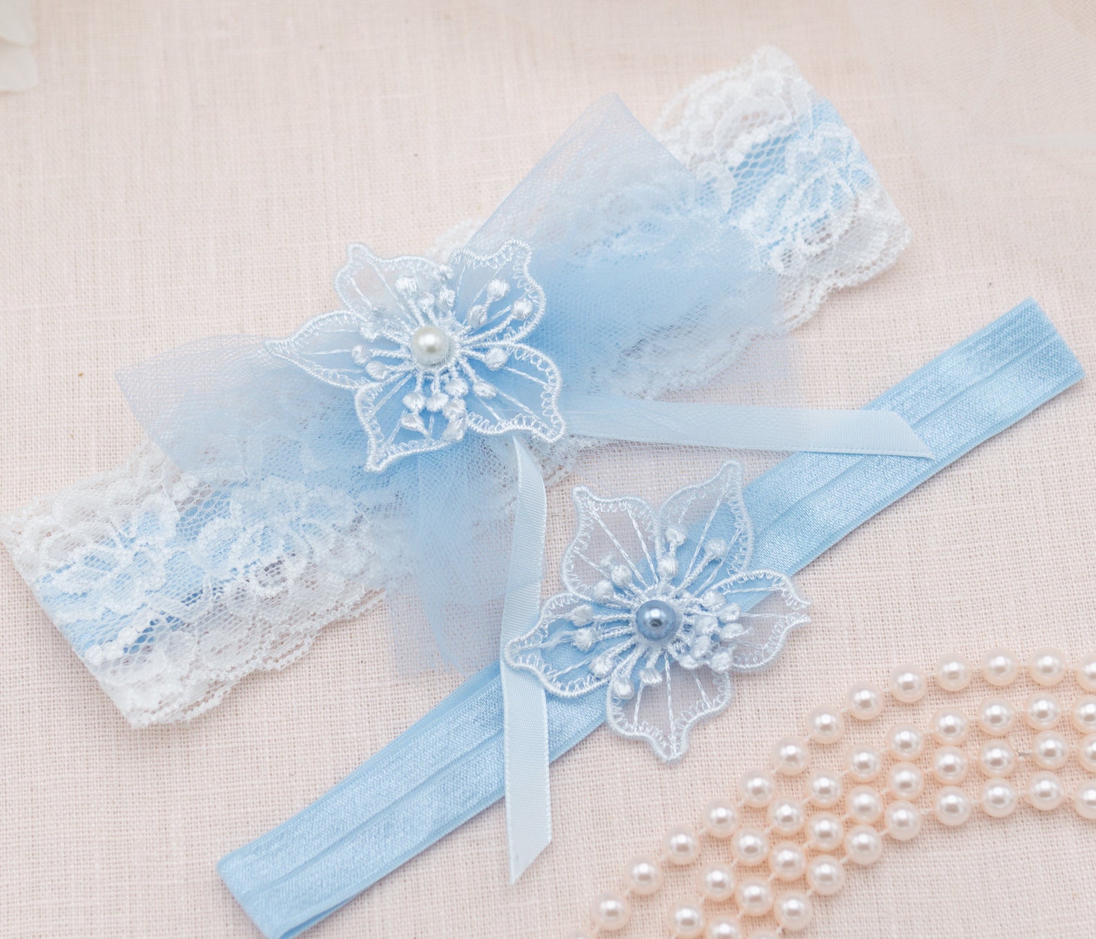 Blue Lace garter set bridal garter set wedding garter set | Etsy