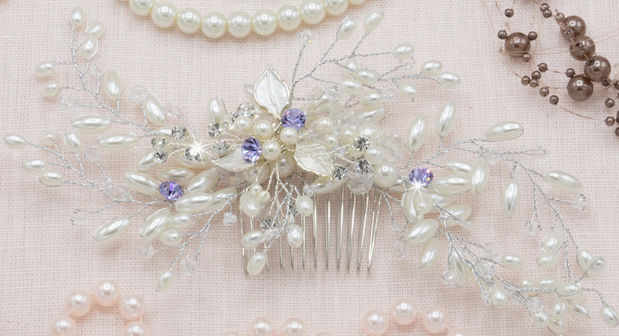 Purple Bridal Hair Comb Lavendar Wedding Hair Comb Pearl | Etsy