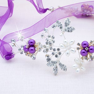 Violet Hair Crown Dark Purple Hair Vine Purple Bridesmaid Headpiece ...