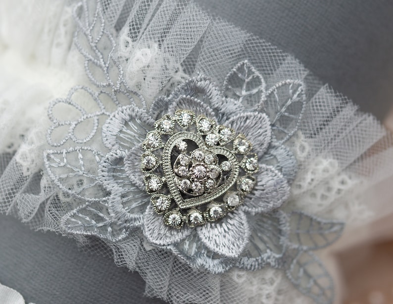 Grey Vintage Garter Bride Garter Set Toss Garter Keepsake | Etsy